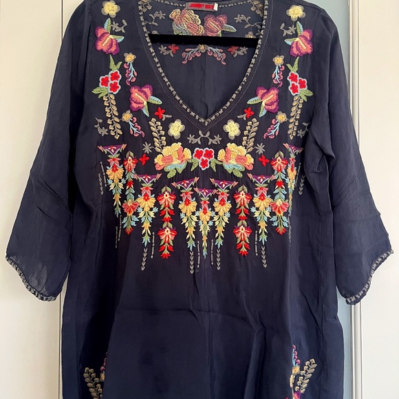 Johnny Was | Tops | Johnny Was Grey Embroidered Tunic S | Poshmark